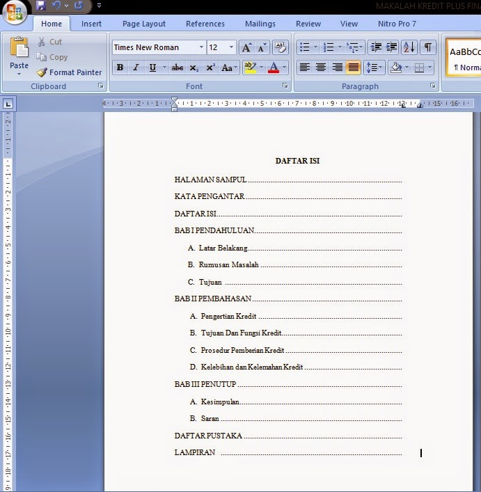 CARA MEMBUAT DAFTAR ISI YANG RAPI PADA MICROSOFT WORD | MY BLOG, MY ...