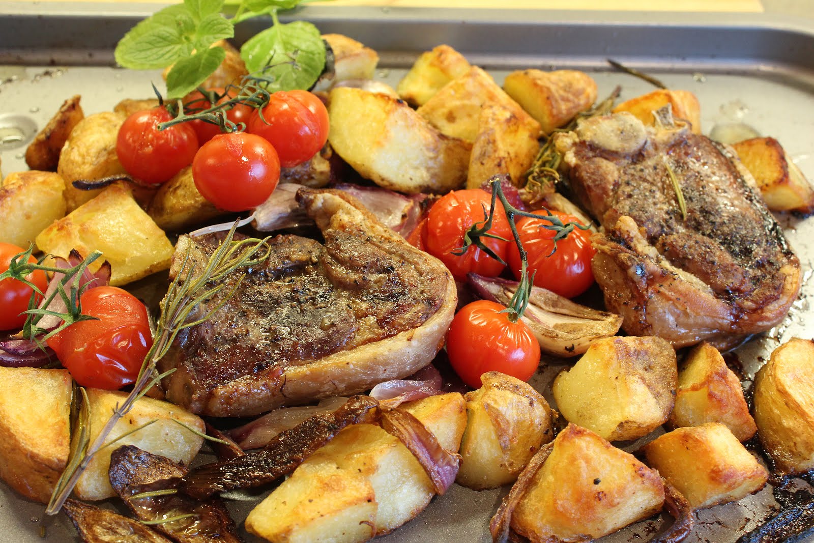 Kitchen Delights: Rosemary Roast Lamb Chops and Potatoes