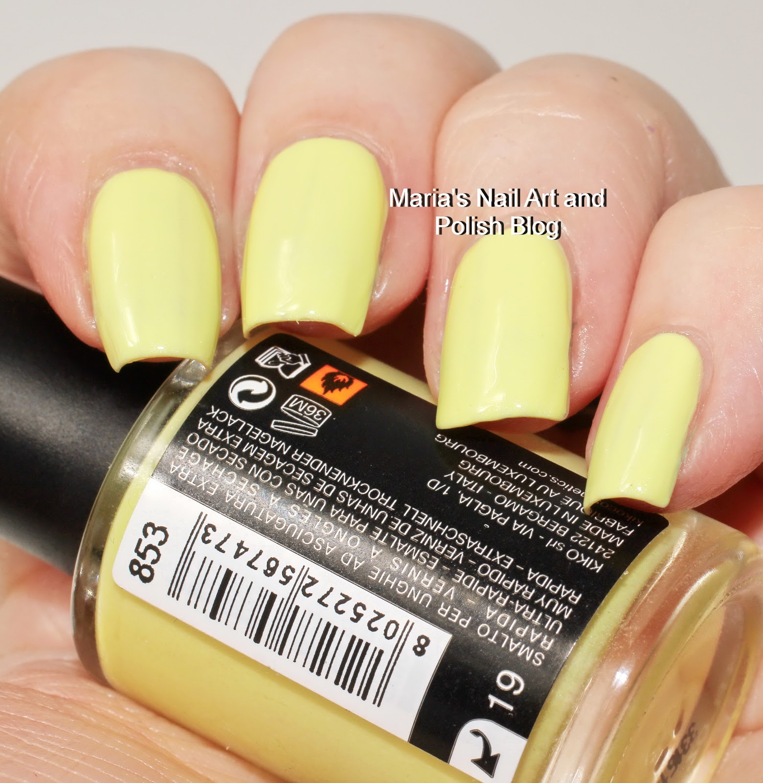 Marias Nail Art and Polish Blog: Kiko 853 Pearly Light Yellow swatches