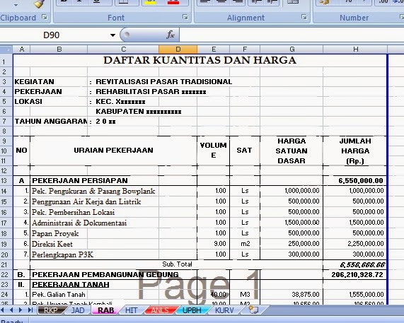 DOWNLOAD FILE RAB EXCELL DAN GAMBAR PASAR: Contoh Rab Pembangunan Pasar ...