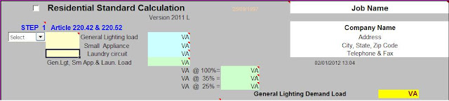 Residential Load Calculation Spreadsheet ~ Electrical Knowhow