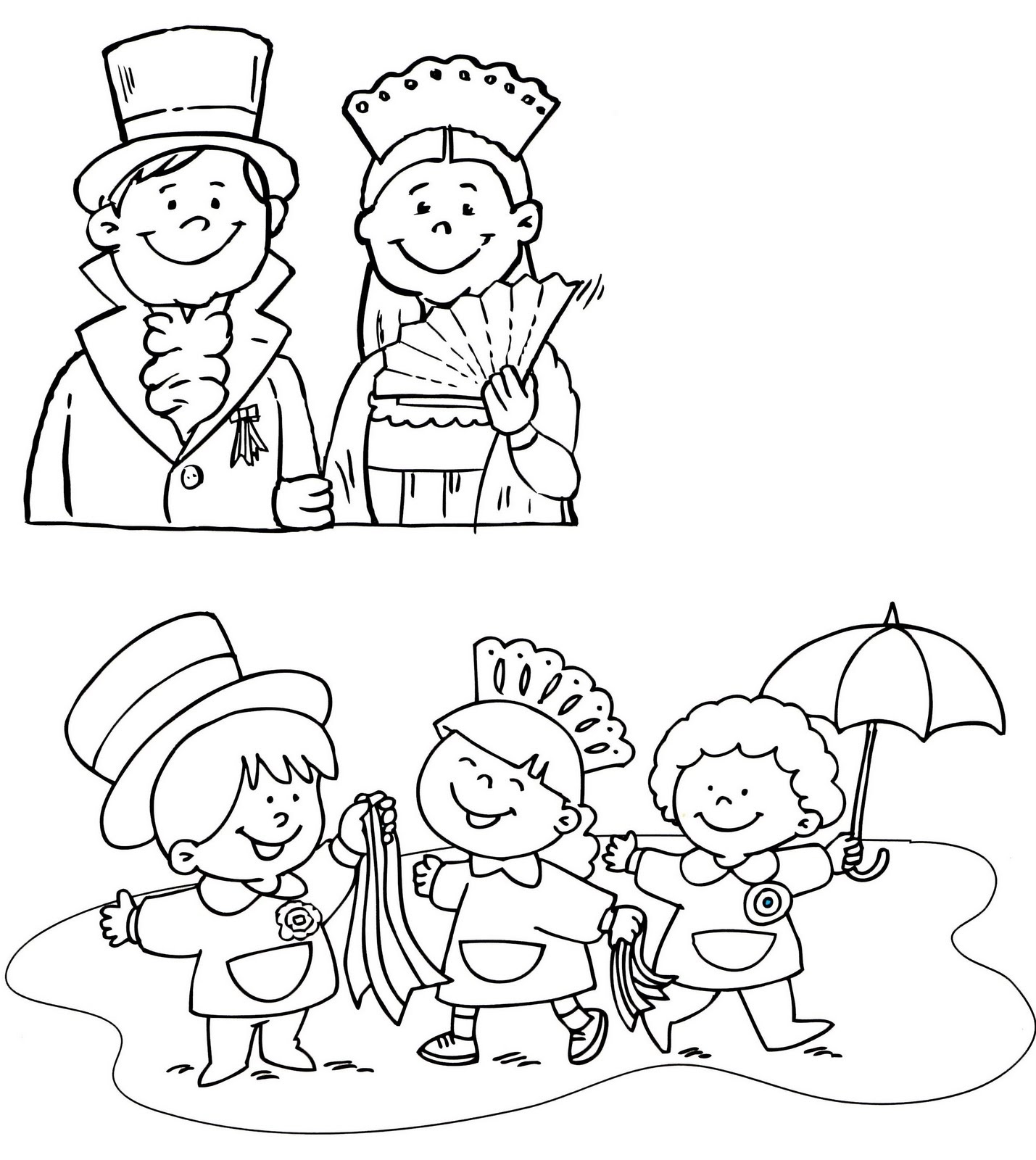 Material educativo para maestros: Imágenes de la colonia para colorear