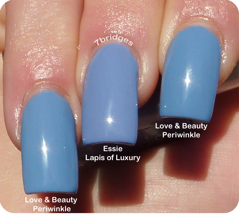 for the Love of Color: Love & Beauty Periwinkle VS Essie Lapis of Luxury