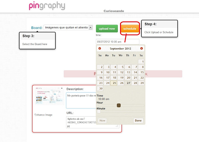 Programa tus actualizaciones en Pinterest con Pingraphy ~ Curioseando