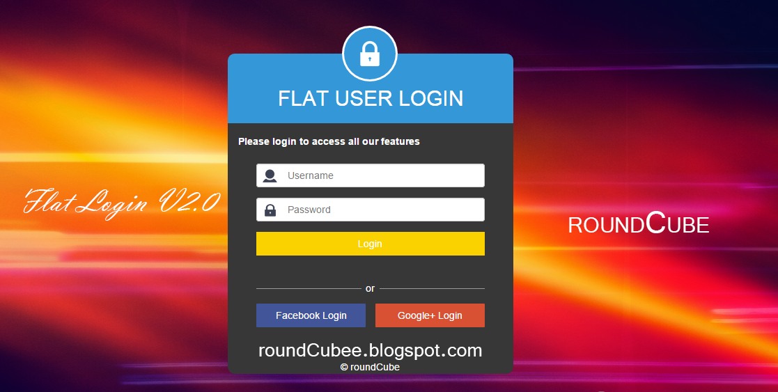 Flat Login V2.0 (Fully responsive and based on Bootstrap) | roundCube