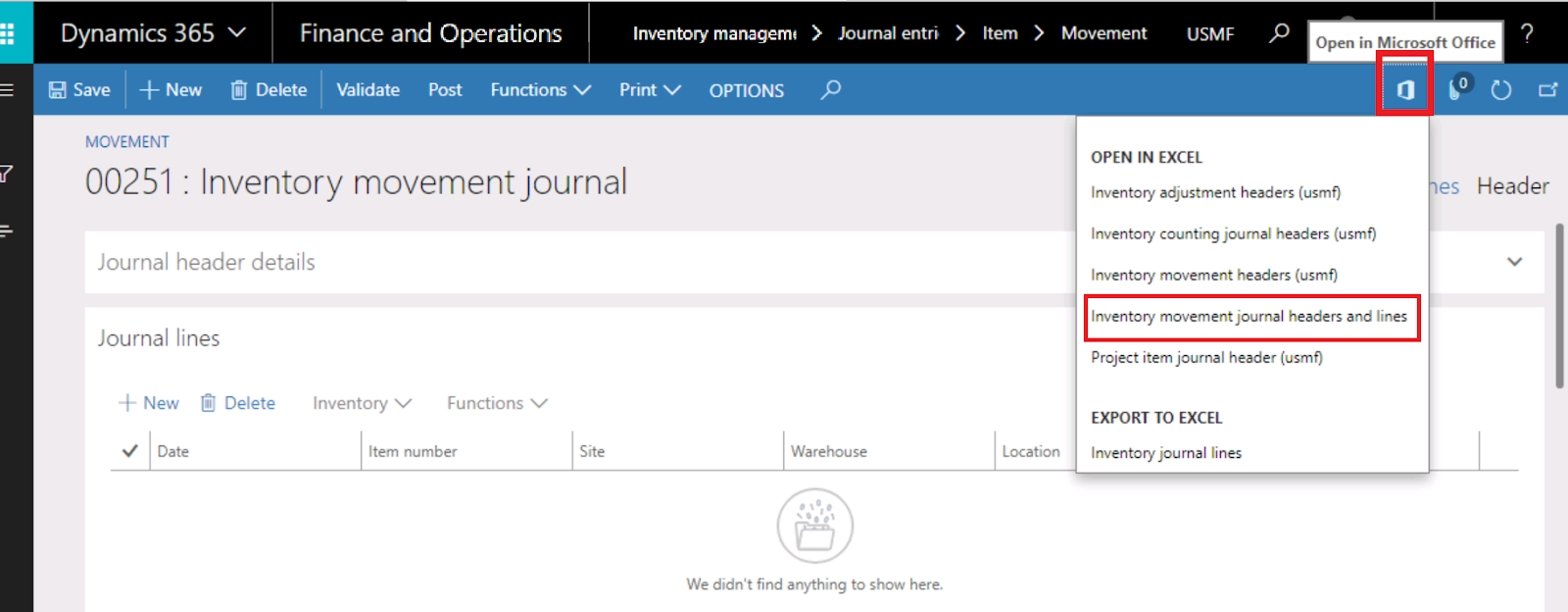 How to import movement journal in dynamics 365?