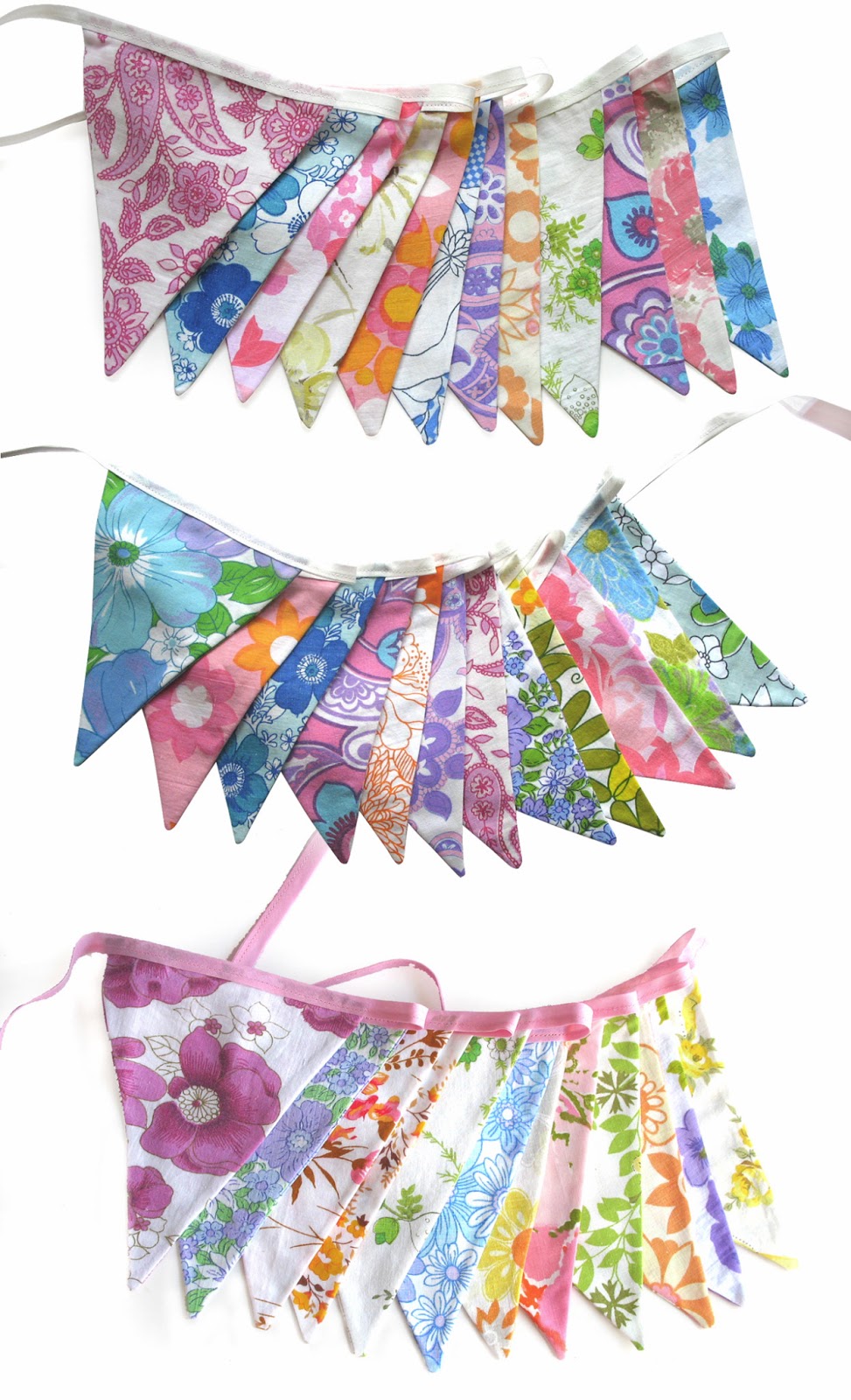 Merry-Go-Round Handmade: Vintage Rainbow Bright Floral Bunting