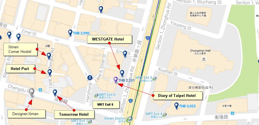 เที่ยวไต้หวันพักที่ Tomorrow Hotel ที่ Ximending ออก MRT Ximen Station ...