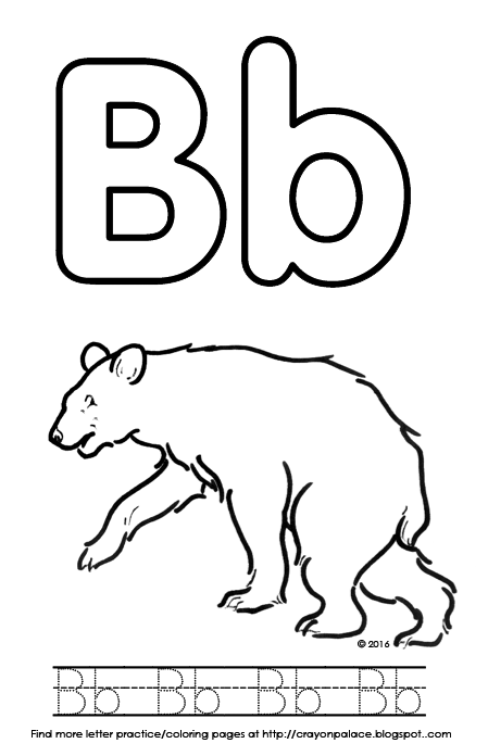 Crayon Palace: "B is for Bear" (realistic looking) alphabet coloring page