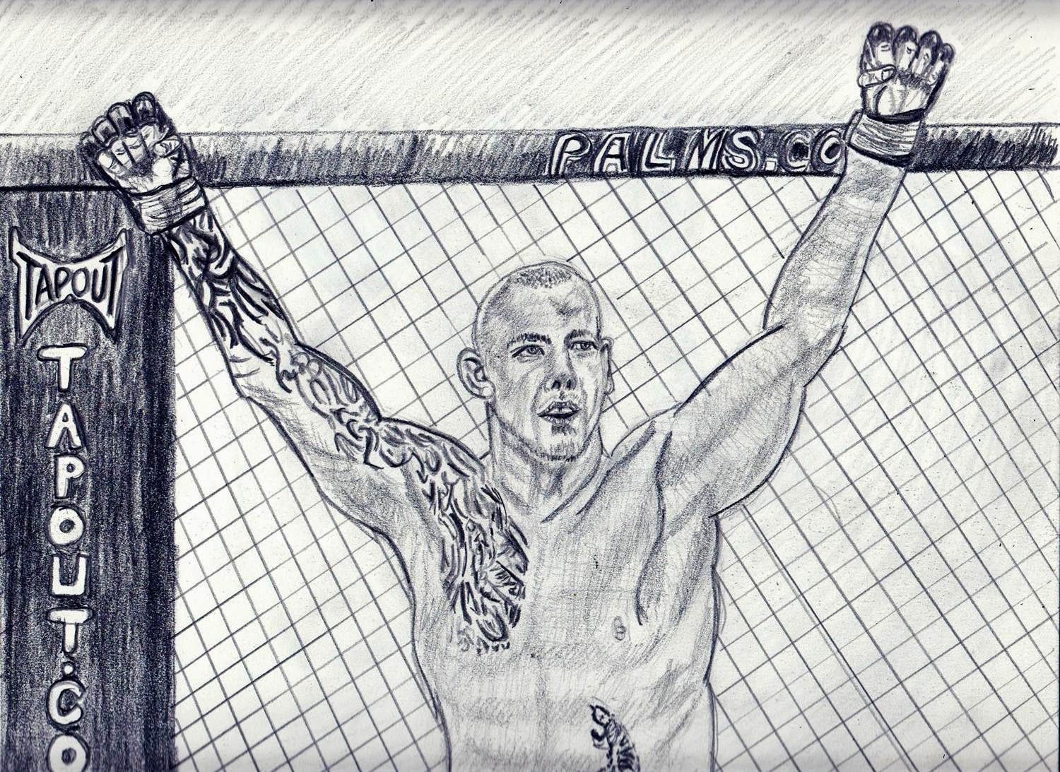 MMA Cartoon: Ross Pearson pencil drawing