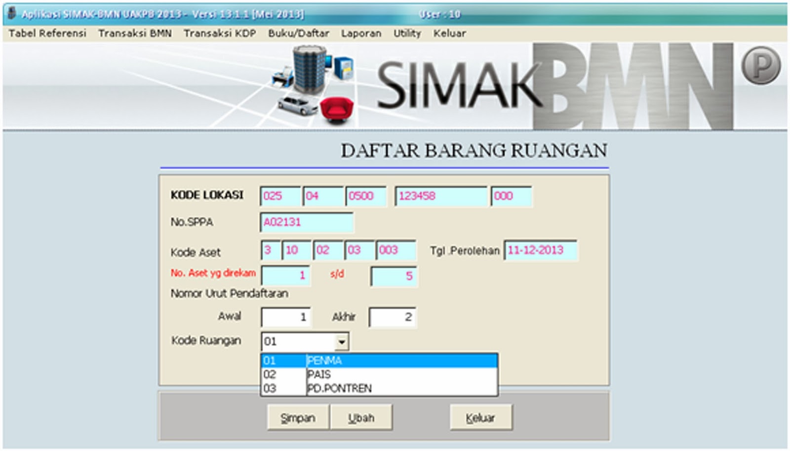 TRANSAKSI BMN PEMBELIAN ~ Simak BMN Kab Nganjuk