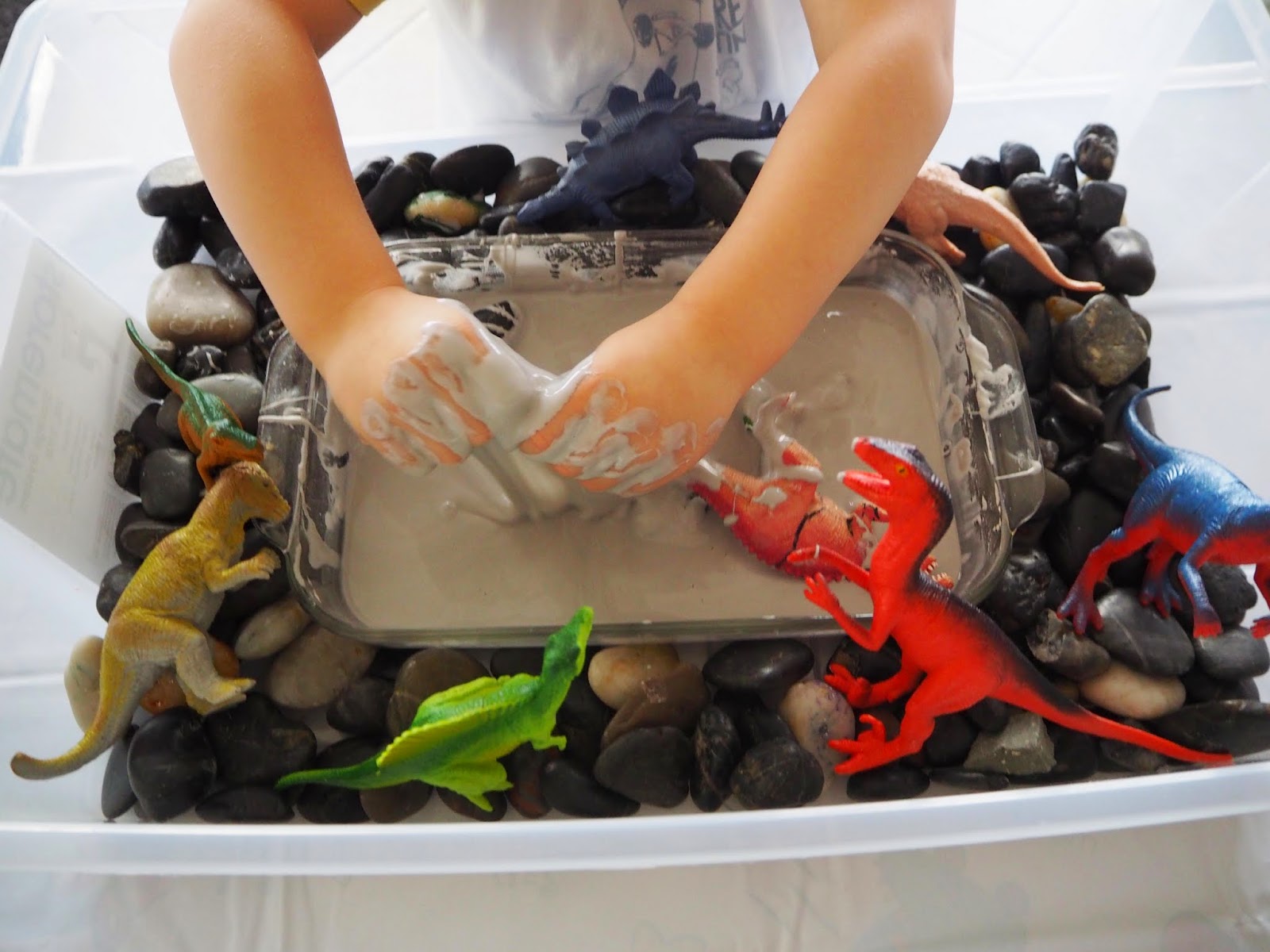 Learn with Play at Home: Dinosaurs in Sticky Mud! Sensory Play for Kids