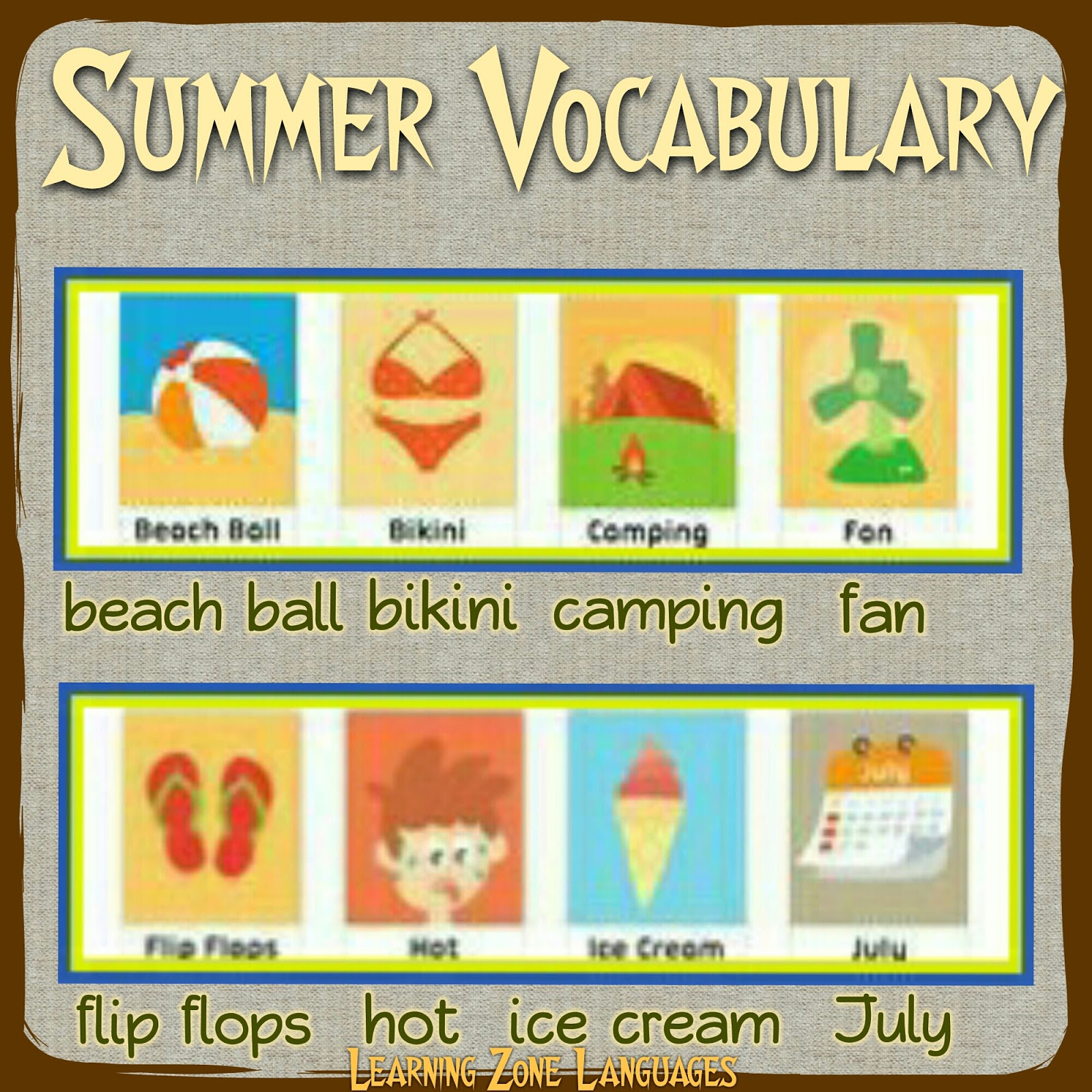 Learning Zone Languages: English Summer Vocabulary II.