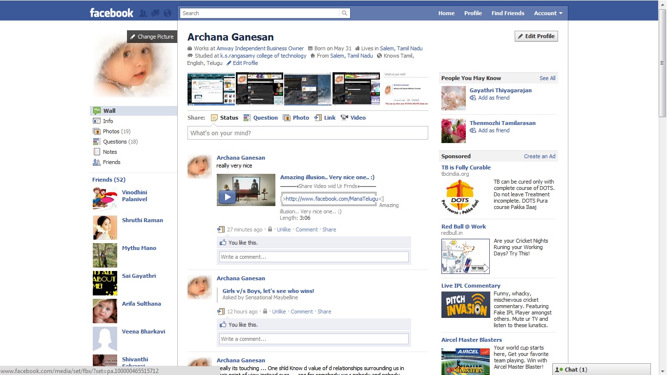 Archana: My facebook profile