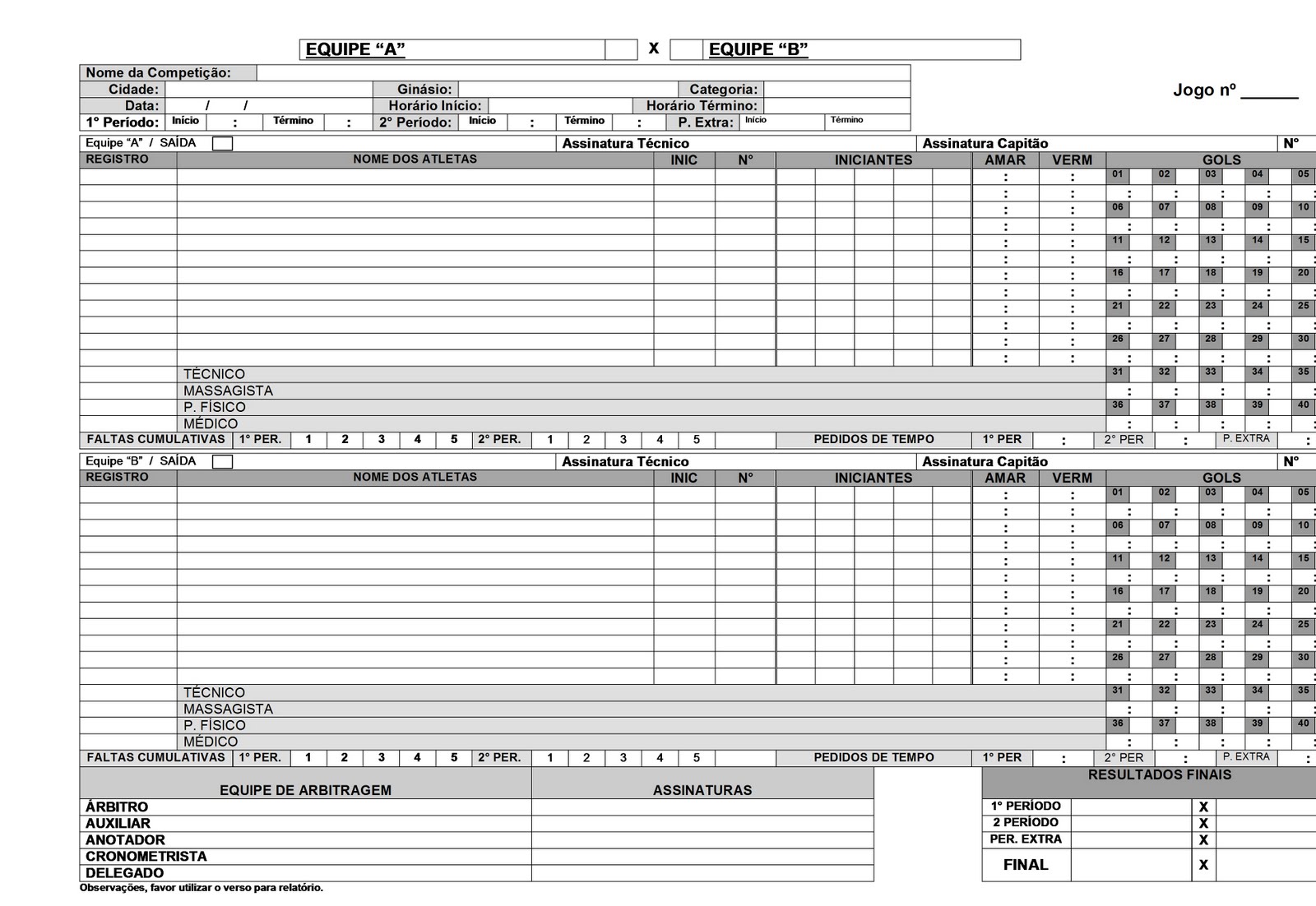 BLOGÃO DA EDUCAÇÃO FÍSICA: SÚMULA DE FUTSAL