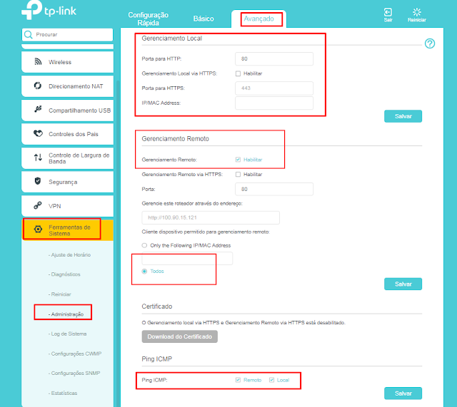 LIBERAR PING E WAN REMOTO TP-LINK ARCHER C5 1200 DUALBAND