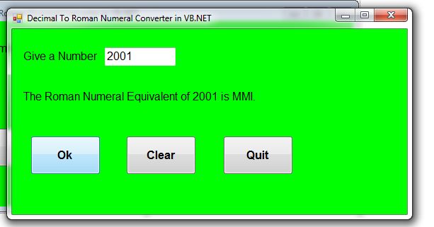 Free Programming Source Codes And Computer Programming Tutorials Decimal To Roman Numeral In Vb