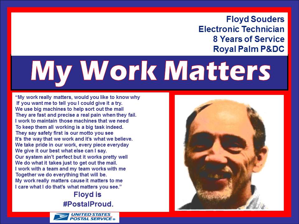 South Florida Postal Blog: His Work Matters