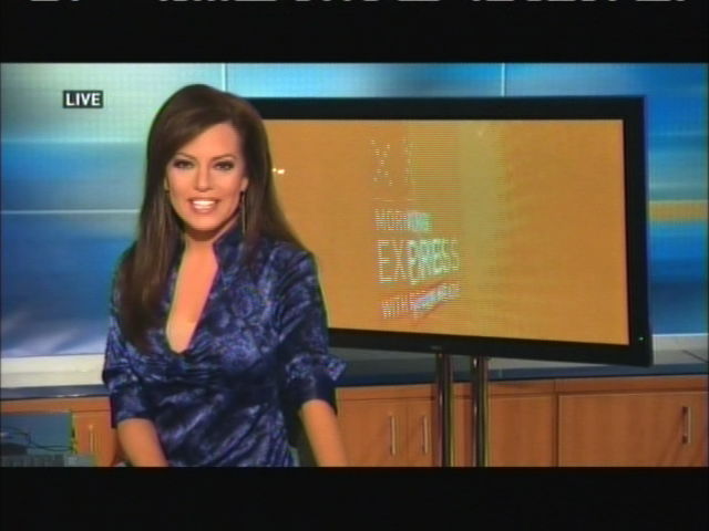Ladies in Satin Blouses: Robin Meade - blue floral satin top