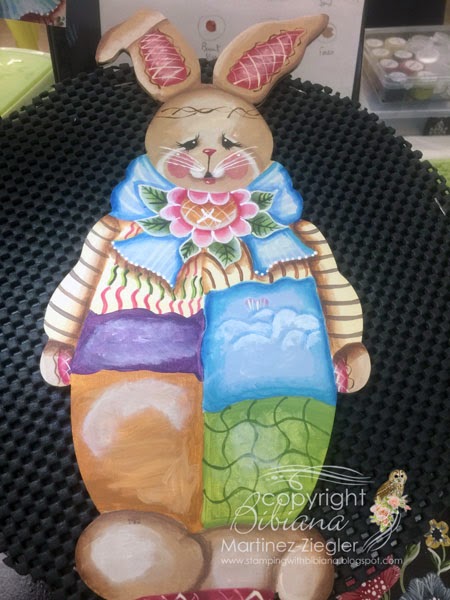Stamping with Bibiana: Wood "Bella Bunny" painted with DecoArt