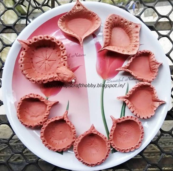 Raji's Craft Hobby: Homemade Clay Oil Lamps - Diya