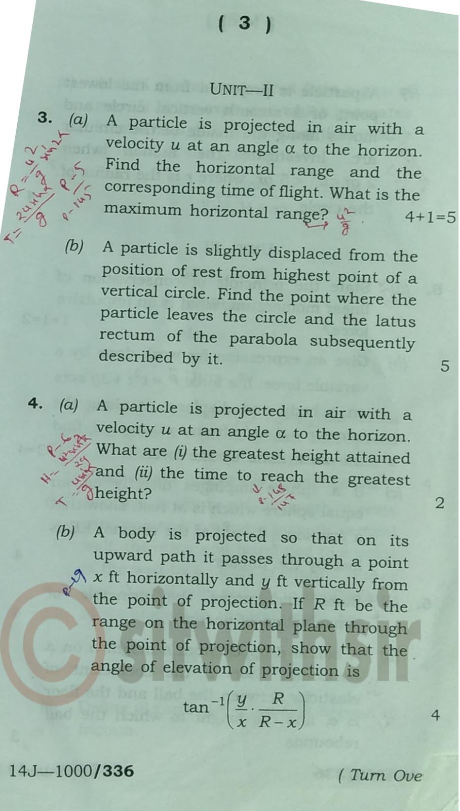 maths question paper for bsc student appearing for 5th sem examination ...