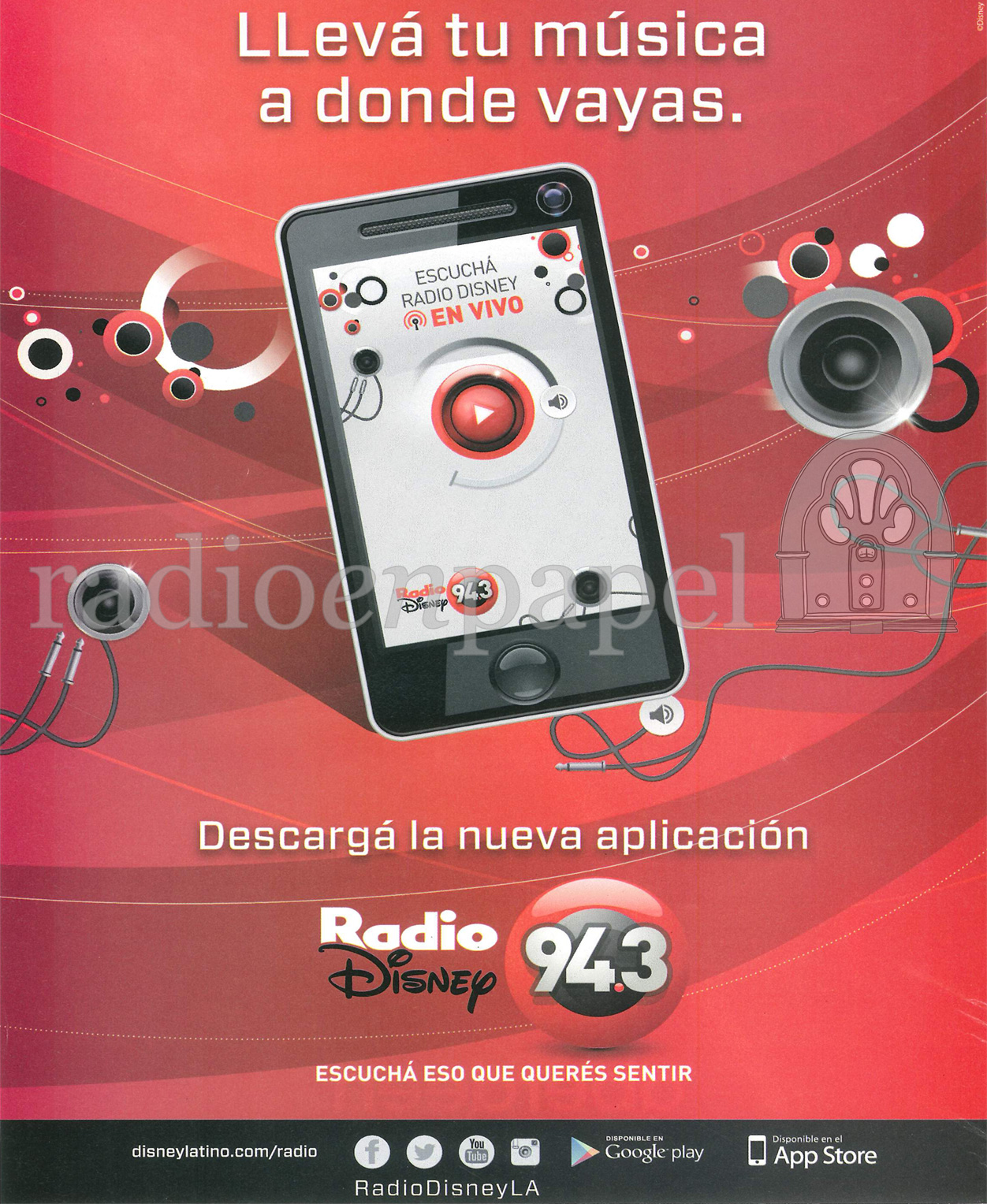 FM 94.3 | Disney - Promo 3 | Radio en Papel. Archivo Gráfico de Radio