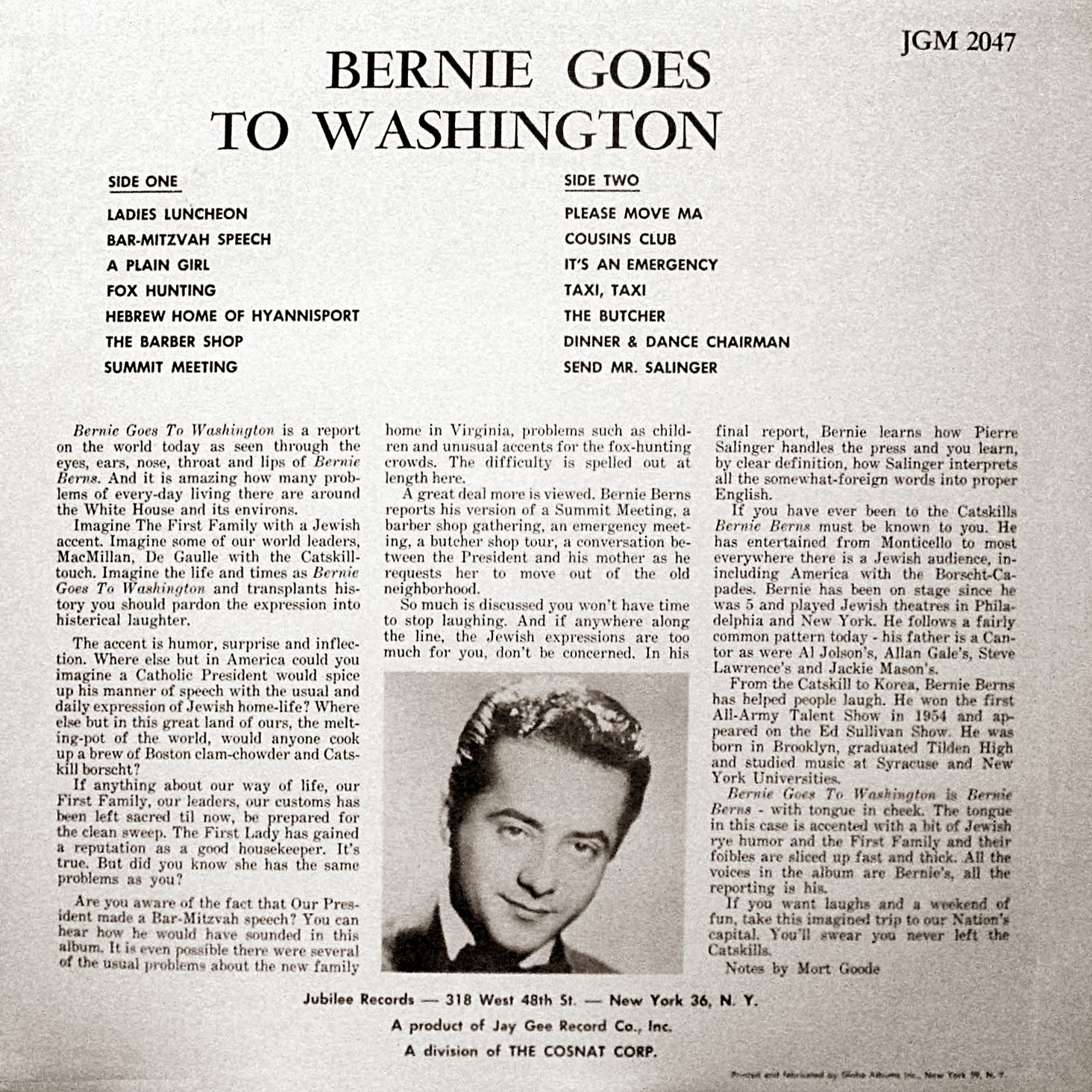 Vintage Stand-up Comedy: Bernie Berns - Bernie Goes to Washington 1963