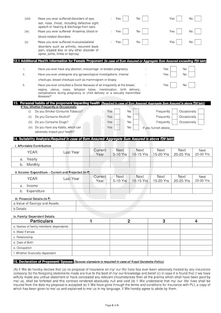 Know it as required: PLI POSTAL LIFE INSURANCE SCHEME-PLI Proposal Form