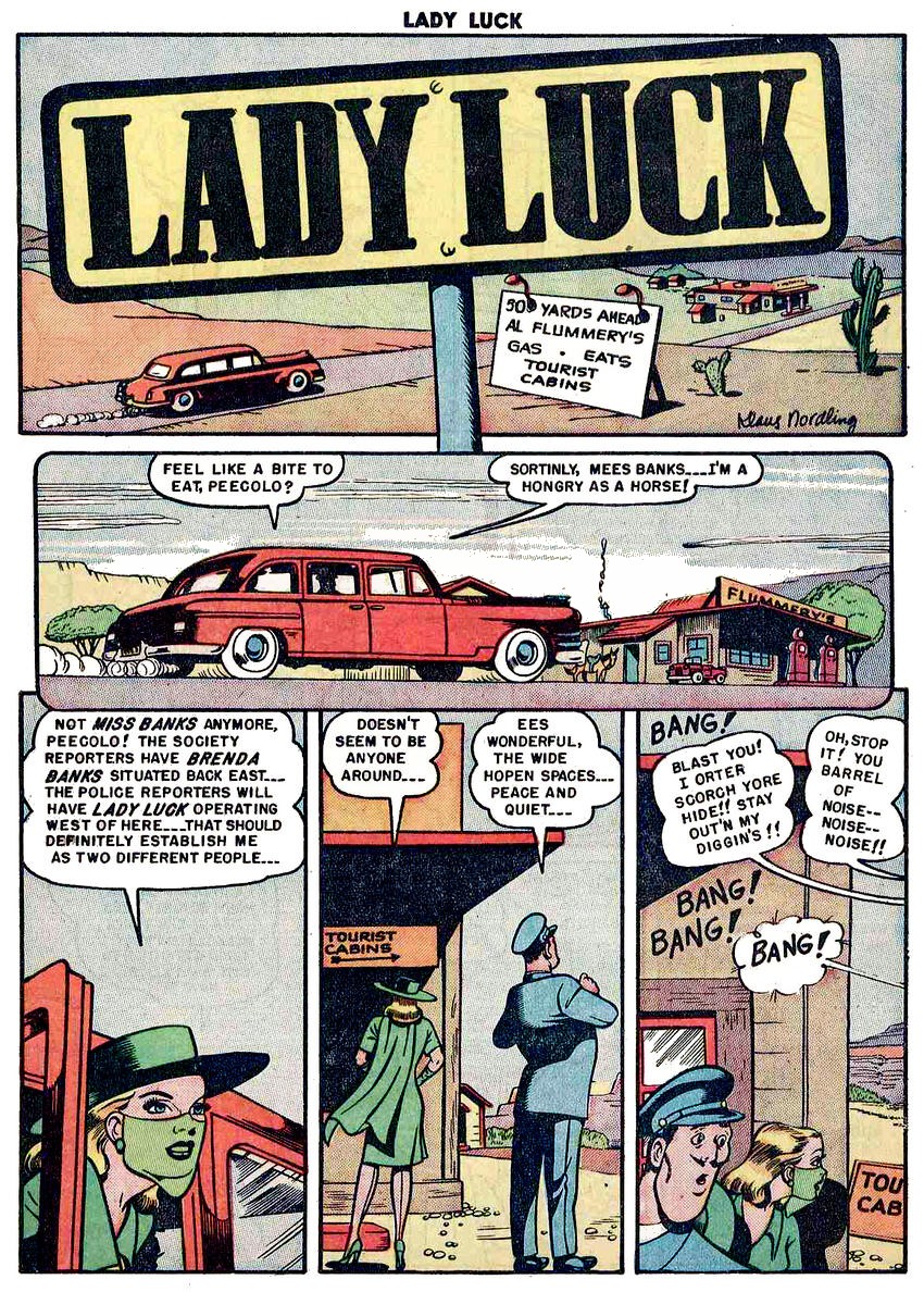 Pappy's Golden Age Comics Blogzine: Number 1913: Lady Luck on the rocks