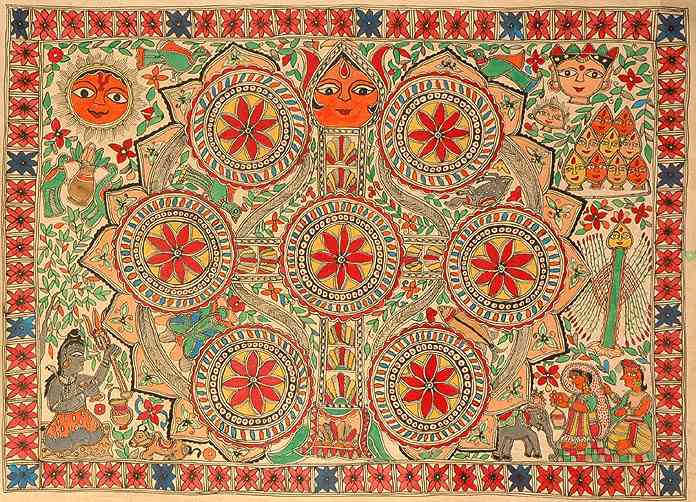 Buy Madhubani Kohbar Painting Online - Madhubani Art