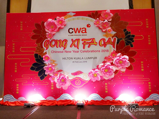 Stage Backdrop CNY Lunch at Hilton Kuala Lumpur | Purple Romance Event ...