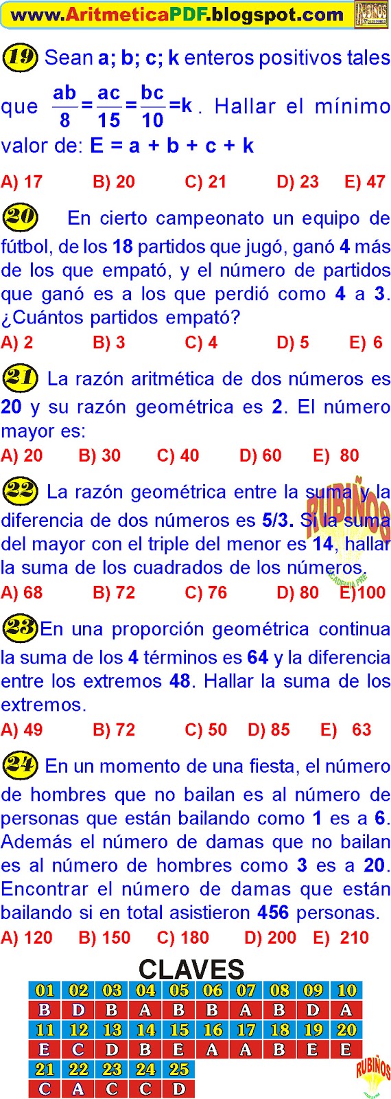 RAZONES Y PROPORCIONES PROBLEMAS RESUELTOS