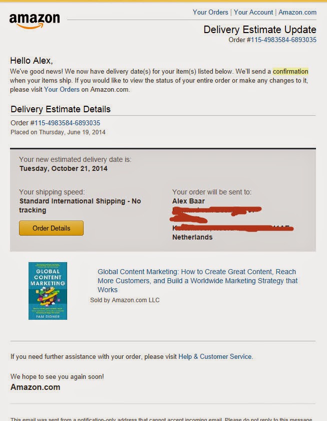 A collection of order confirmation, transactional and order shipment emails