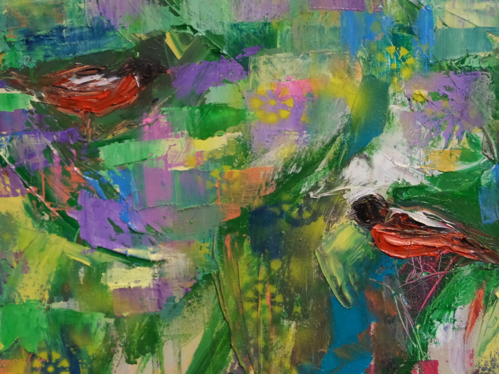 ELIZABETH ROWLEY STUDIO ARTIST: detail bird painting/oil and spray ...