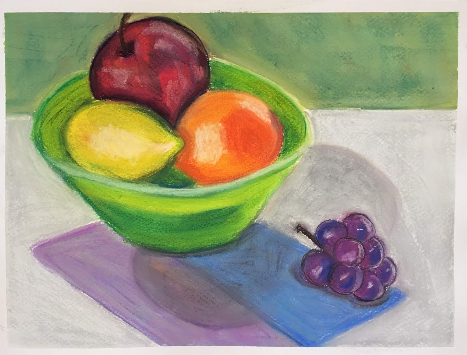 Art Room Britt: Still Life with Fruit and Vase - Tempera and Soft Chalk ...