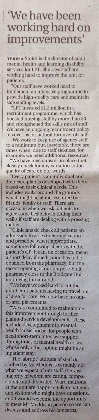 Failing Mental Health Services: Article regarding Bradgate Unit ...