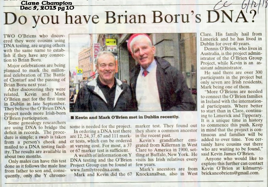 O'Brien's of Kilmurry-Ibrickane Parish, Co. Clare: DO YOU HAVE BRIAN ...