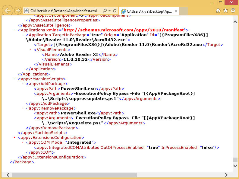 Add Custom Scripts In Appxmanifest Xml File Using App V 5 1 Sequencer