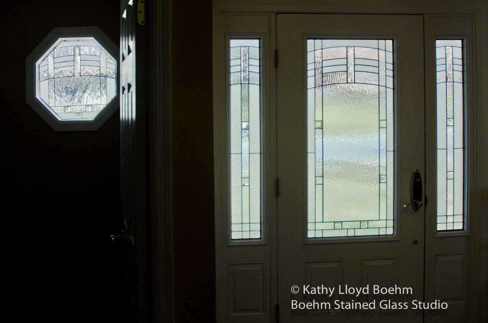 Boehm Stained Glass Blog: Octagonal Clear Powder Room Window - Installed