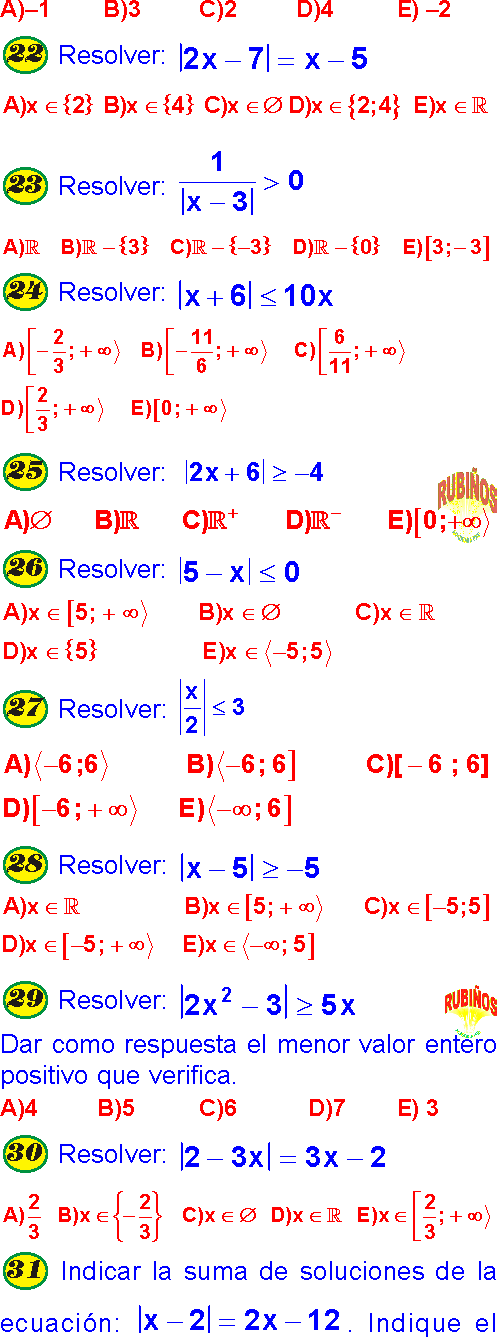 VALOR ABSOLUTO PROBLEMAS RESUELTOS