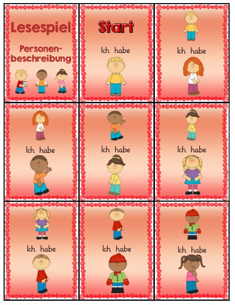 Grundschultante: Lesespiel Personenbeschreibung