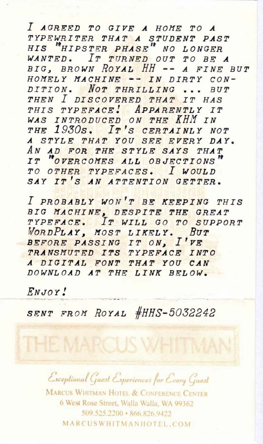 Royal Executive: typeface and font/ /THE TYPEWRITER REVOLUTION