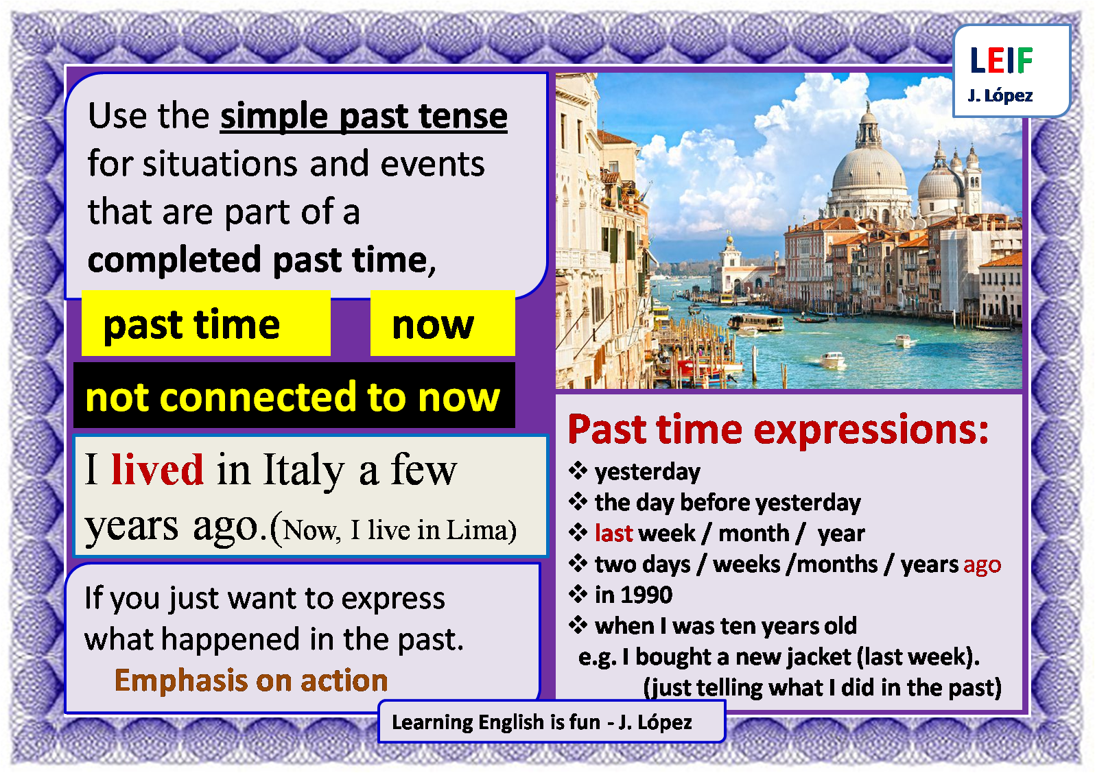 Tenses and aspects: Simple Past Tense