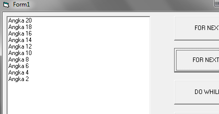 sistem input output: Aplikasi sederhana untuk mengetahui fungsi perulangan pada visual basic