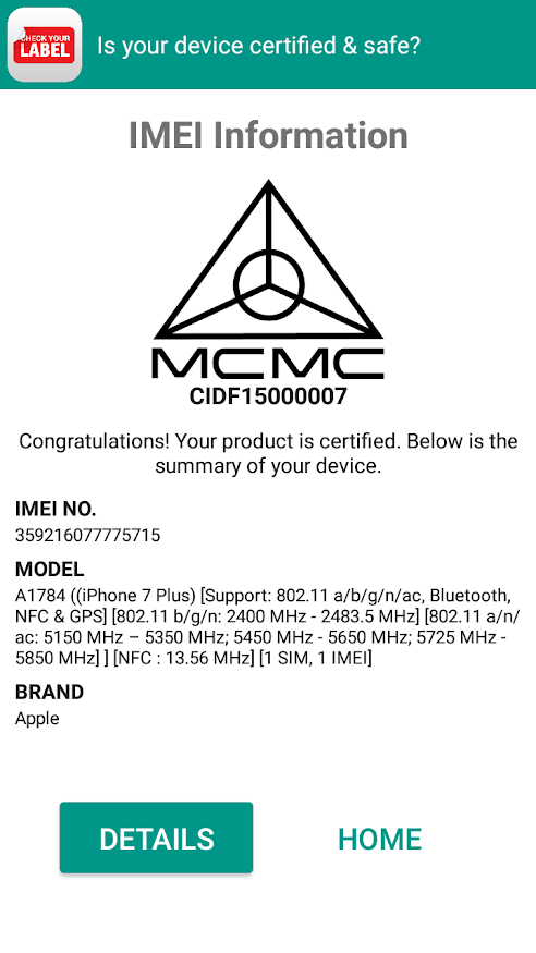 Online check whether handphone / tablet is genuine local original set ...