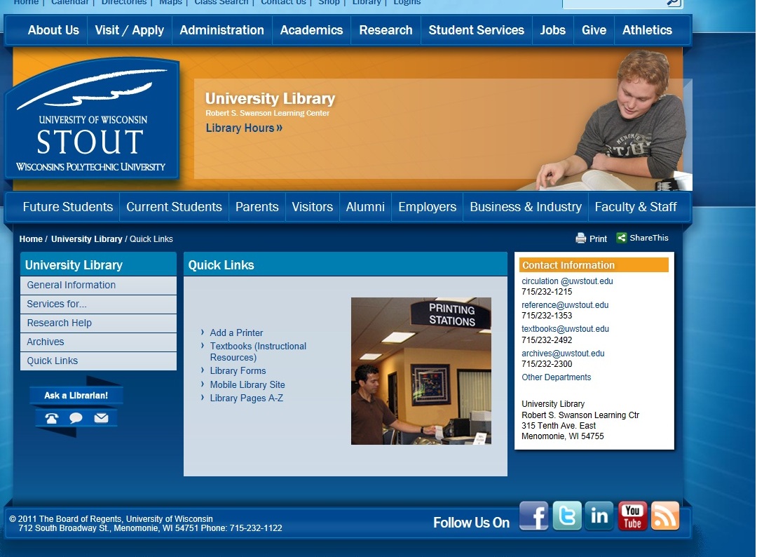 UW-Stout Library News: Need Help with the New Library Homepage?