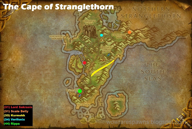 WoW Rare Spawns: The Cape of Stranglethorn Rare Spawns