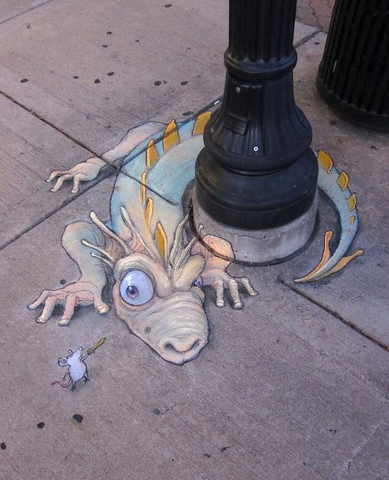 Cute Sluggo Chalk Art by David Zinn (30 pics) | Daily Fun Pics