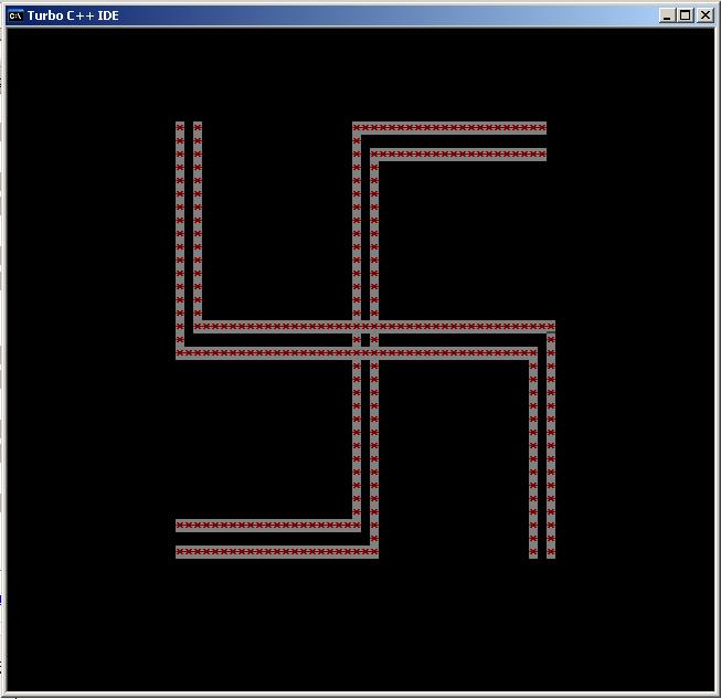 C Tutor... C Tutorial....: C Program to draw SWASTIKA on center on the ...